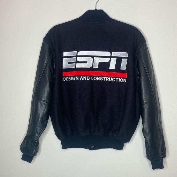 ESPN | Jackets & Coats | Espn The Store Wool Leather Sleeve Espn Design ...
